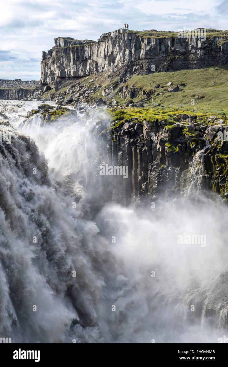 Gorge, canyon with falling masses of water, Dettifoss waterfall in ...