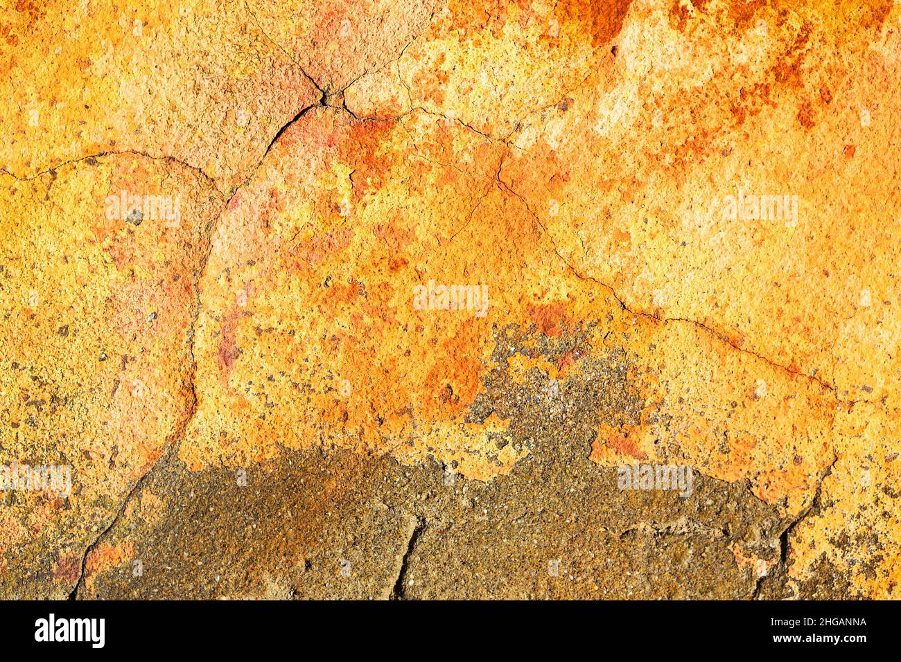 Abstract concrete, weathered with cracks and scratches. Landscape style ...