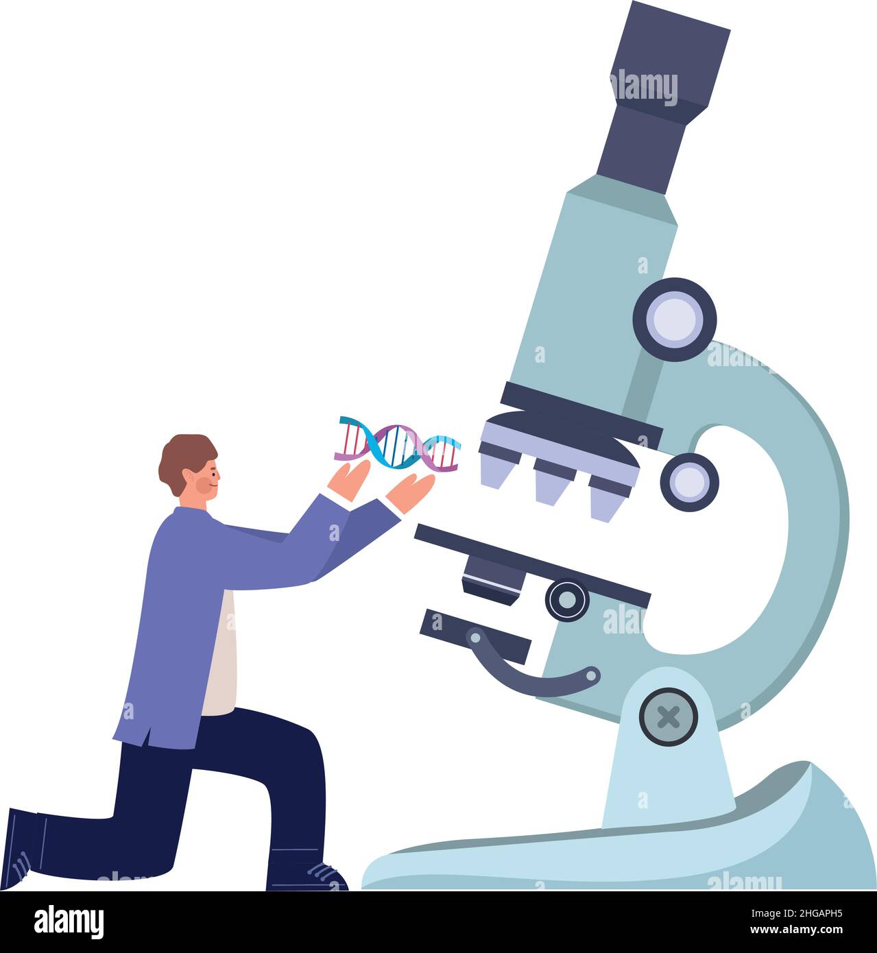 male scientist with microscope Stock Vector Image & Art - Alamy