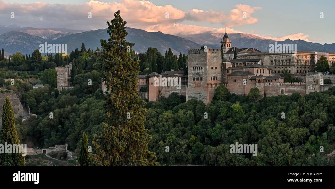 The Alhambra of Granada. Nasrid monumental complex Stock Photo - Alamy