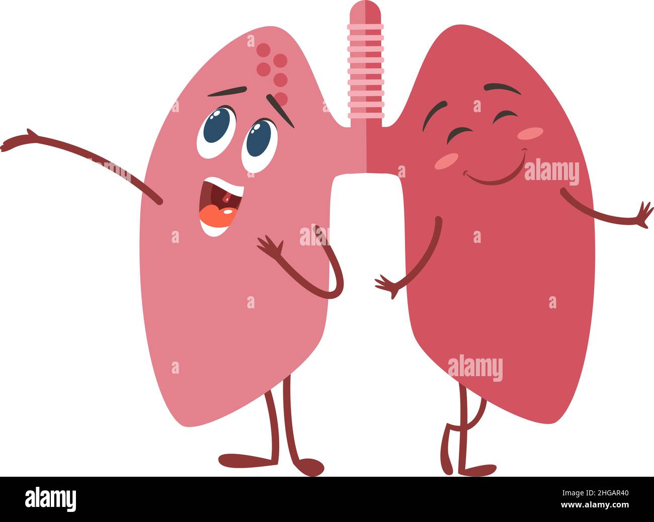 Human lungs in cute cartoon style. Kawaii characters Stock Vector Image ...