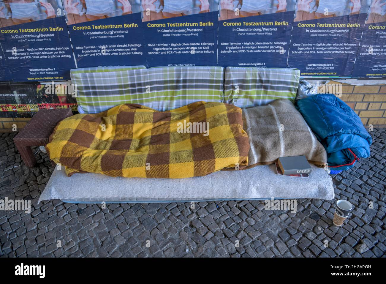 Mattress, sleeping place of a homeless person, Holtzendorffstrasse ...
