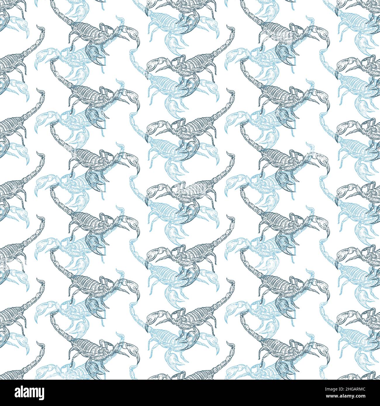 Scorpion hand drawing sketch pattern seamless. linear terrestrial ...