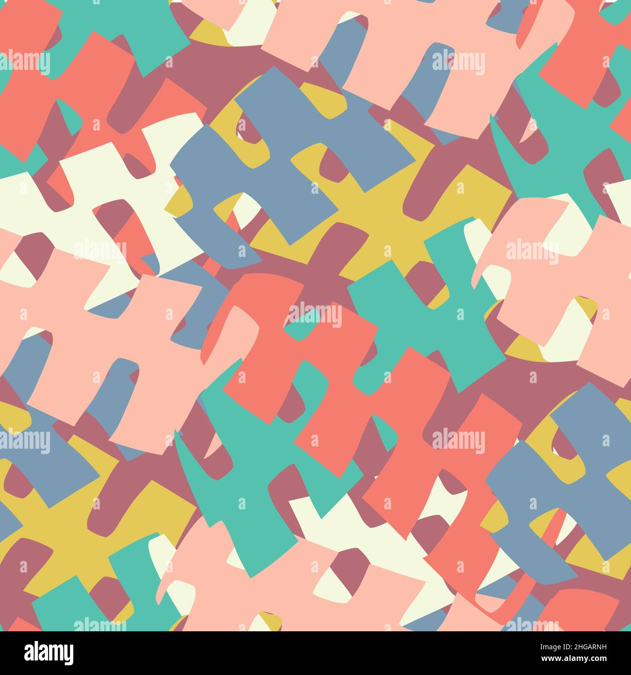 Abstract jigsaw puzzle vector seamless pattern. Colorful background ...