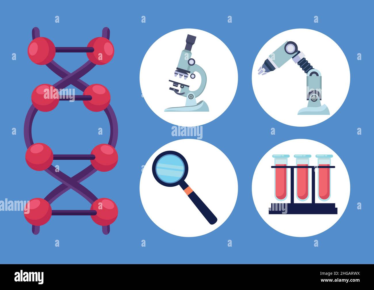 five dna laboratory icons Stock Vector Image & Art - Alamy