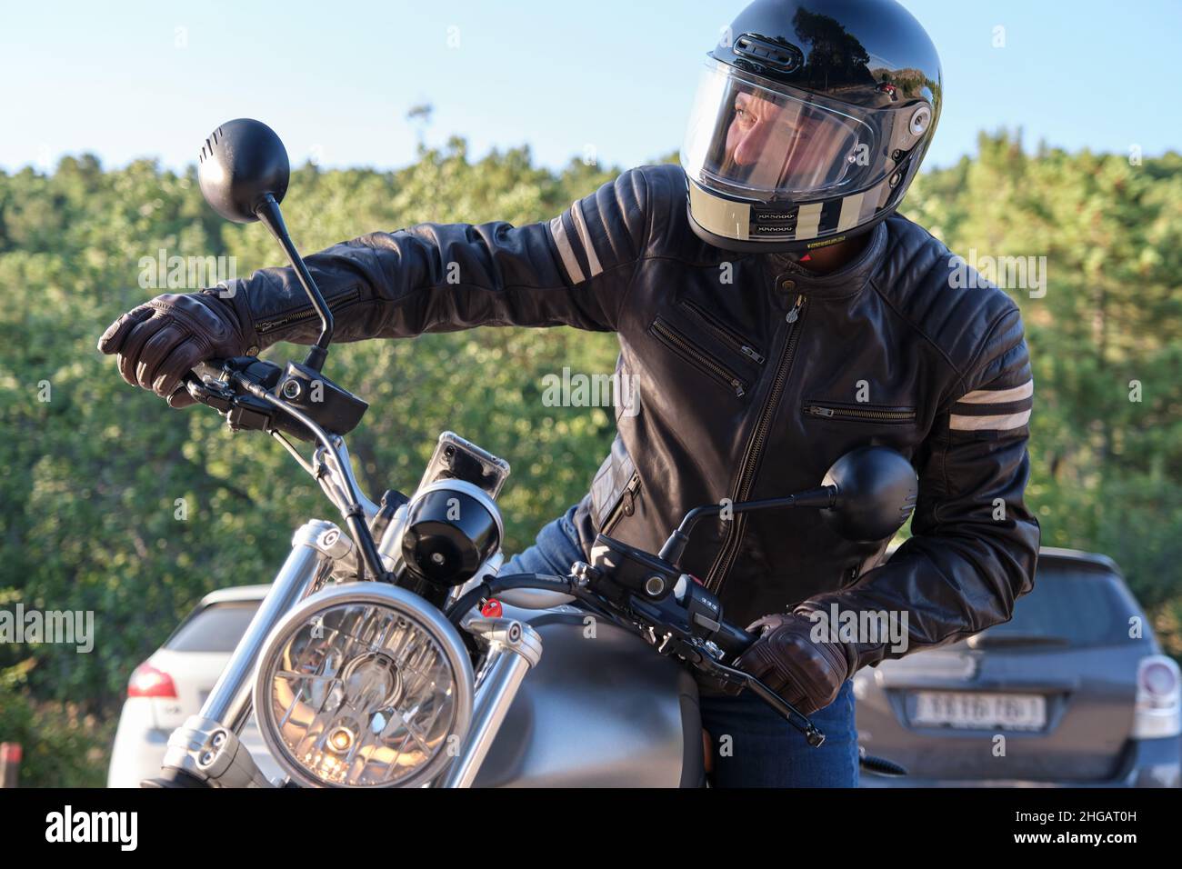Helmet jacket motorbike hi-res stock photography and images - Alamy