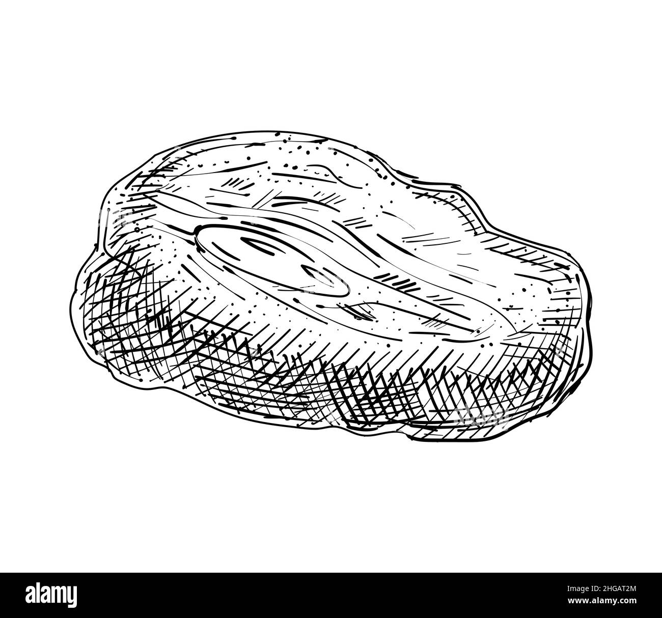 Meat Hand Drawing Sketch Piece Of Pork Or Beef Vector Illustration