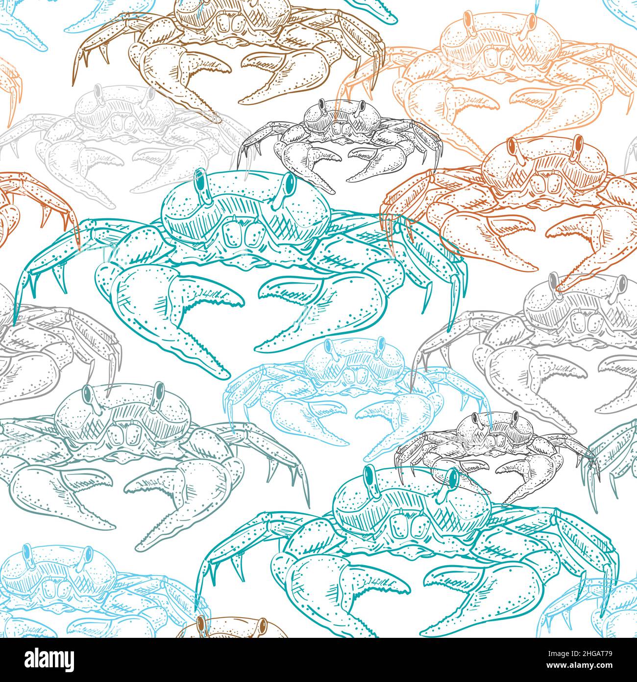 Seamless pattern with red crabs hi-res stock photography and images - Alamy