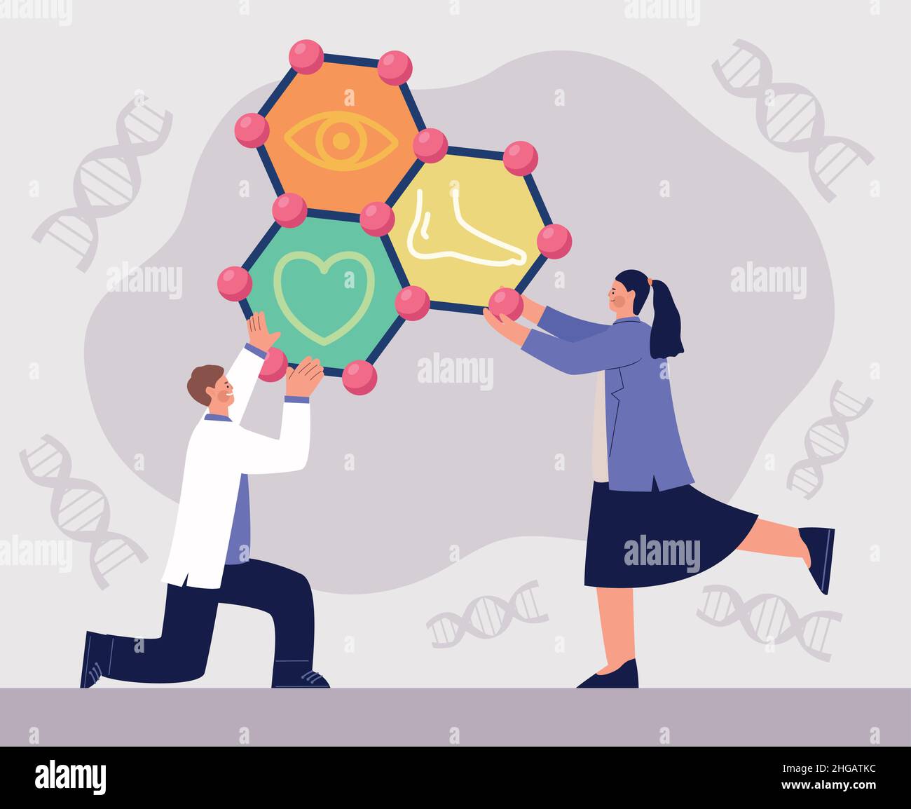 couple scientist with molecule Stock Vector Image & Art - Alamy