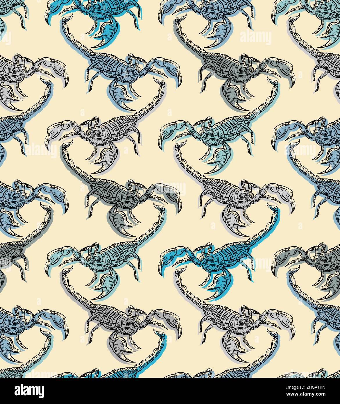 Scorpion pattern seamless. terrestrial arachnid background. Vector ...