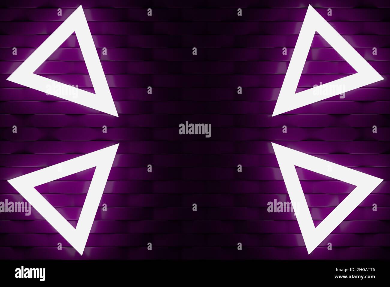 Glowing shapes of triangles on wall. Neon effect. Luminous object ...