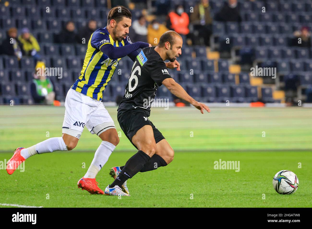 ISTANBUL, TURKEY - JANUARY 19: Thaciano of Altay SK, Irfan Can Kahveci ...