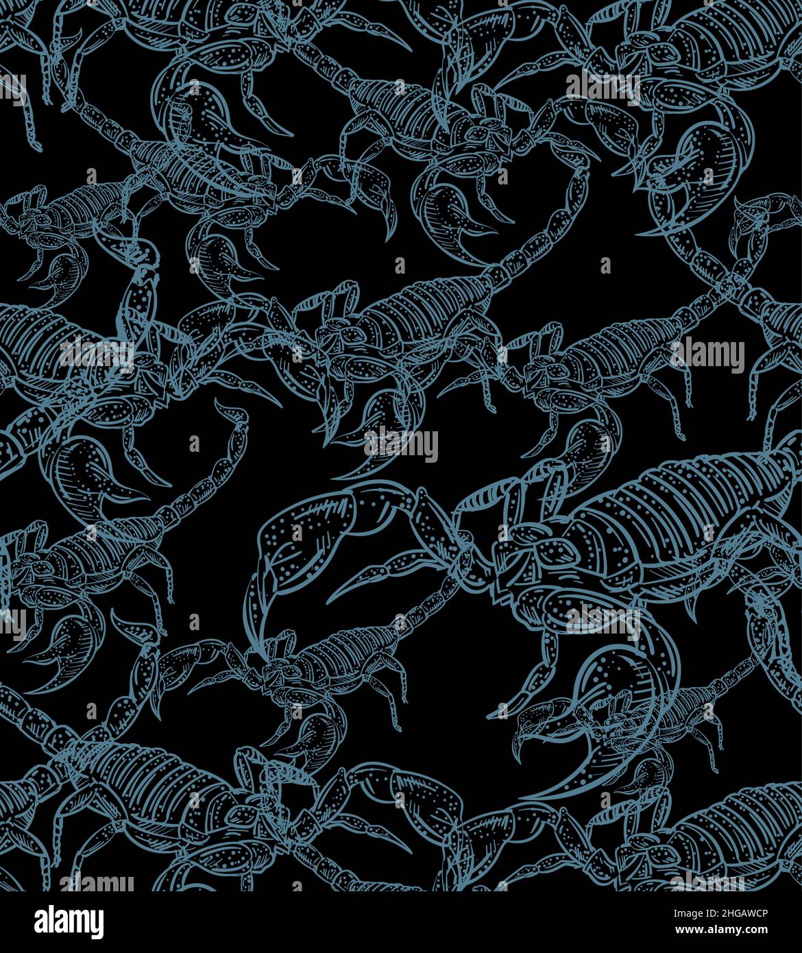 Scorpion hand drawing sketch pattern seamless. linear terrestrial ...