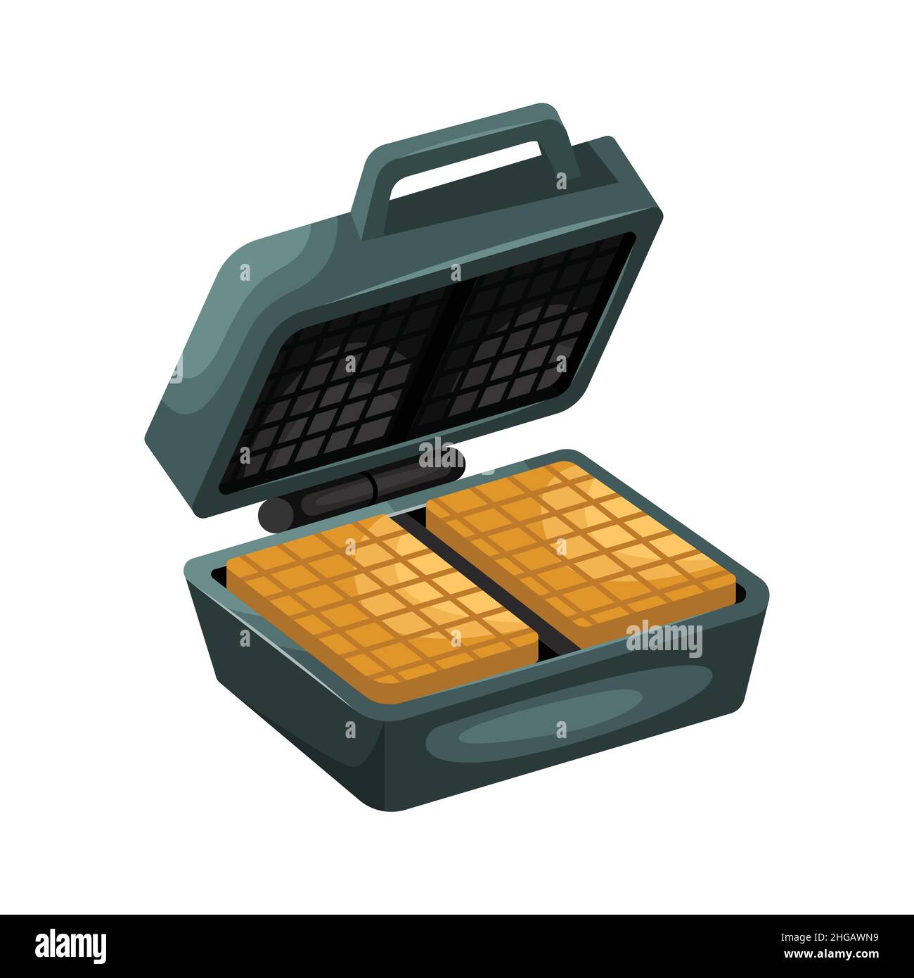 Vector illustration of a waffle iron for rectangular Belgian waffles ...