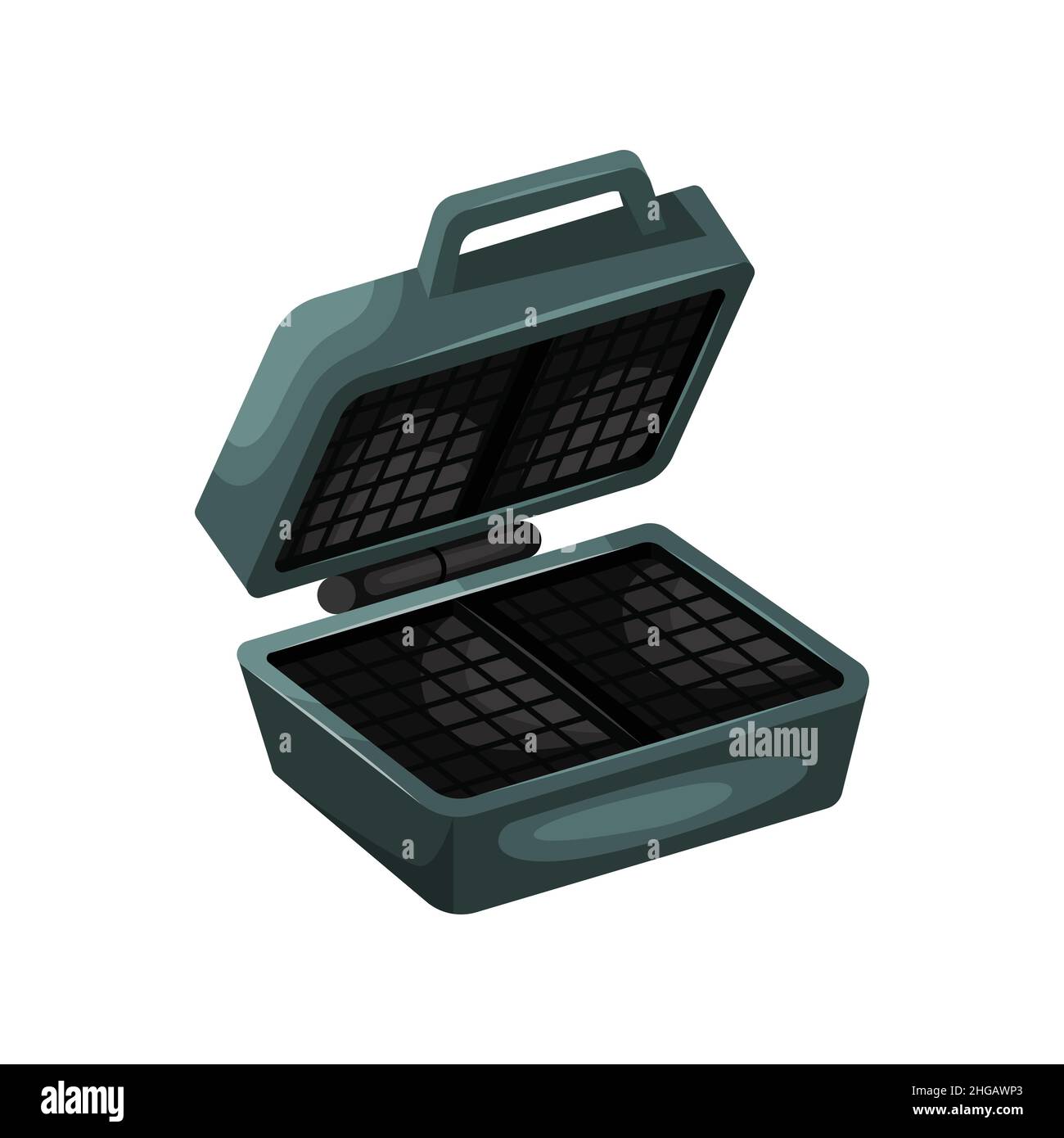 Vector illustration of a waffle iron for rectangular Belgian waffles ...