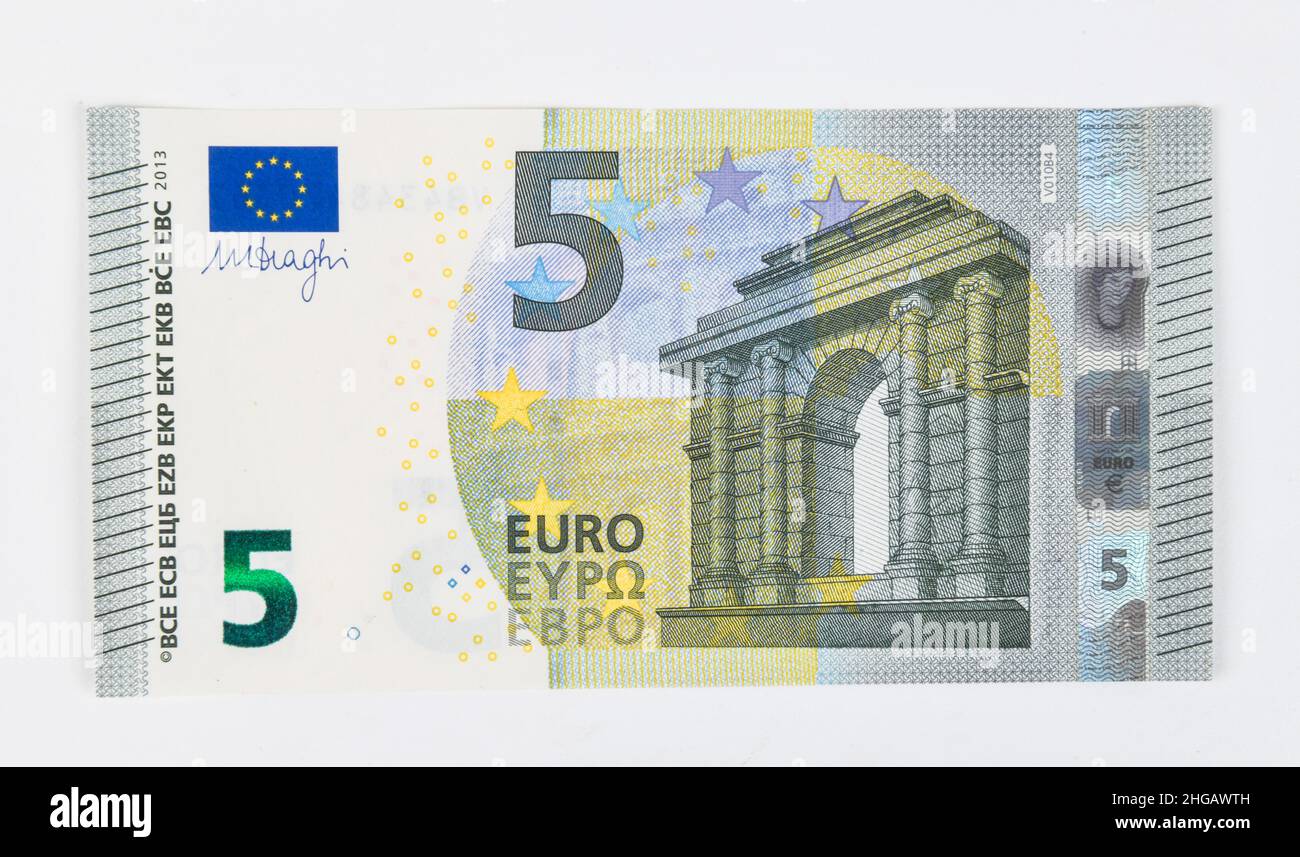 Banknote, 5 euro, studio shot Stock Photo - Alamy