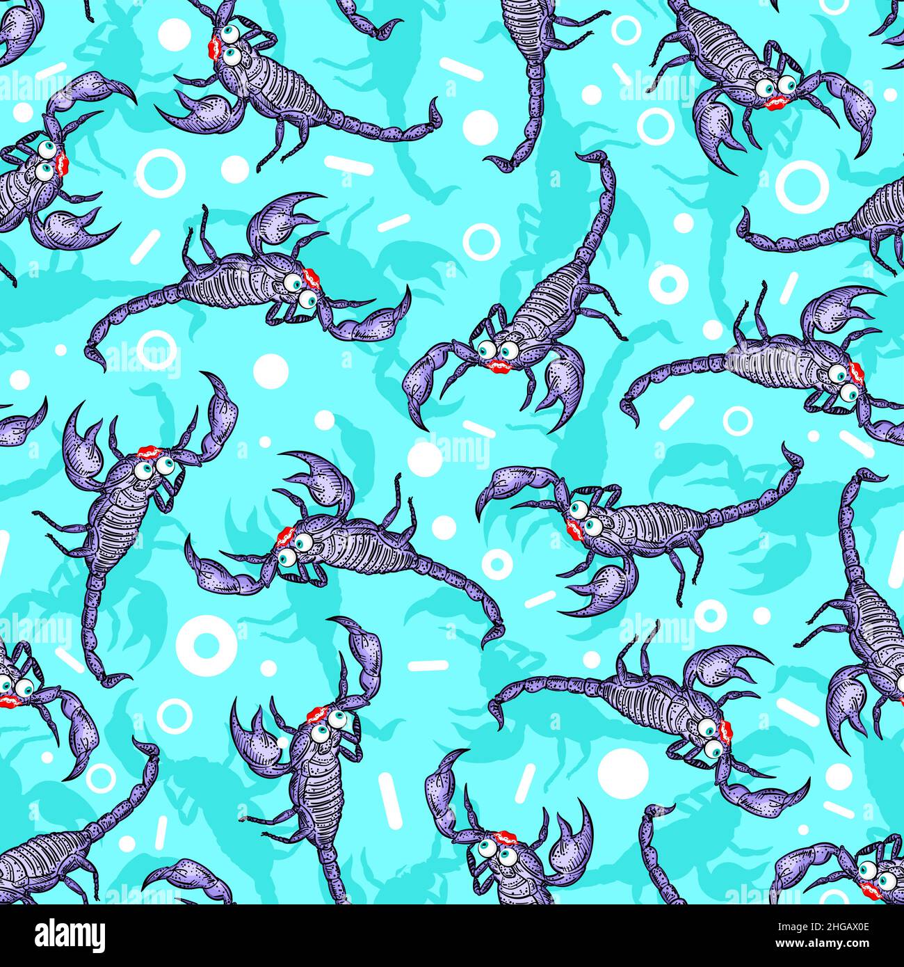 Cartoon Scorpion pattern seamless. crazy linear terrestrial arachnid ...