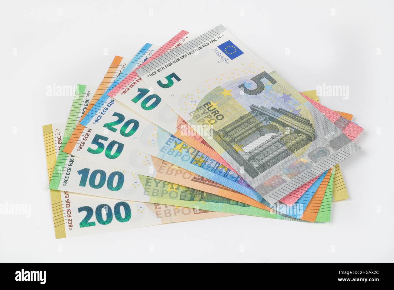 Euro notes, banknotes, stack, studio shot Stock Photo - Alamy