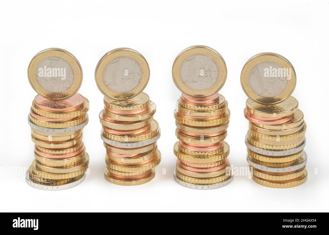 Stack of cent coins and euro coins, studio shot Stock Photo - Alamy