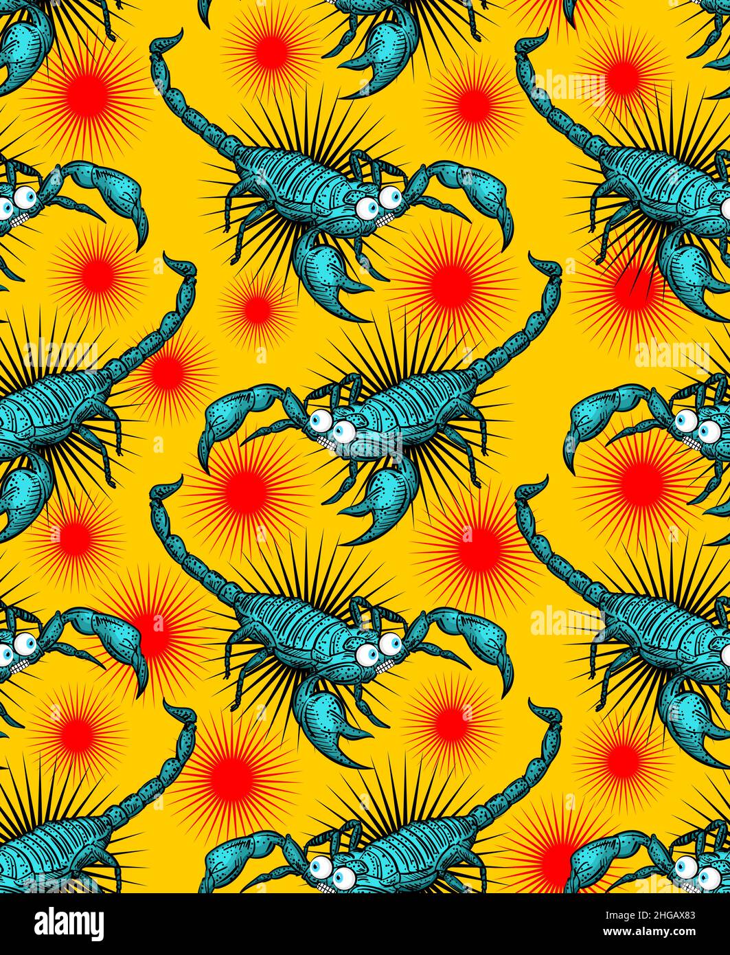 Cartoon Scorpion pattern seamless. crazy linear terrestrial arachnid ...