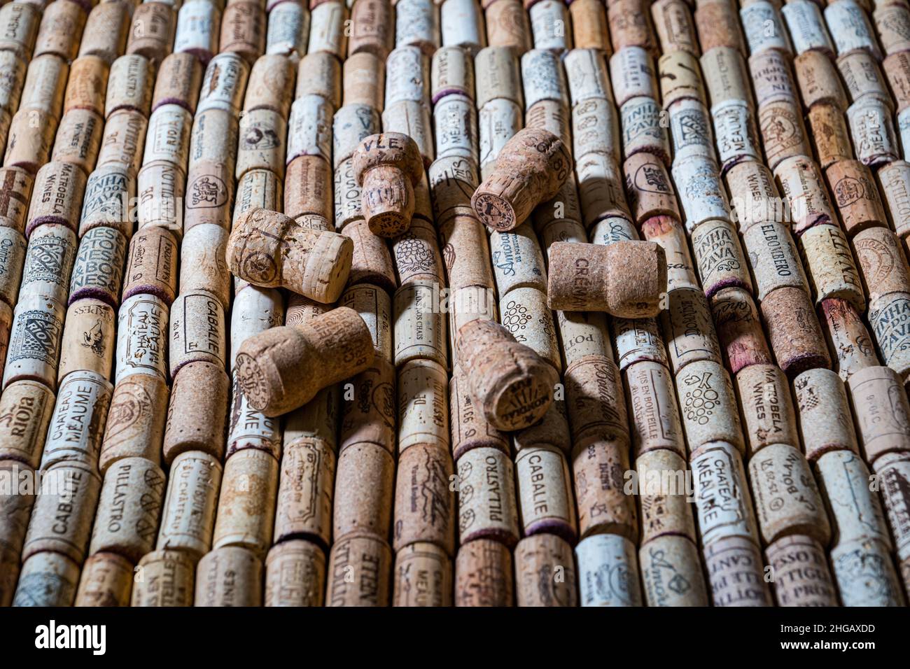 Collection of wine and champagne corks: fine wines, French wine ...