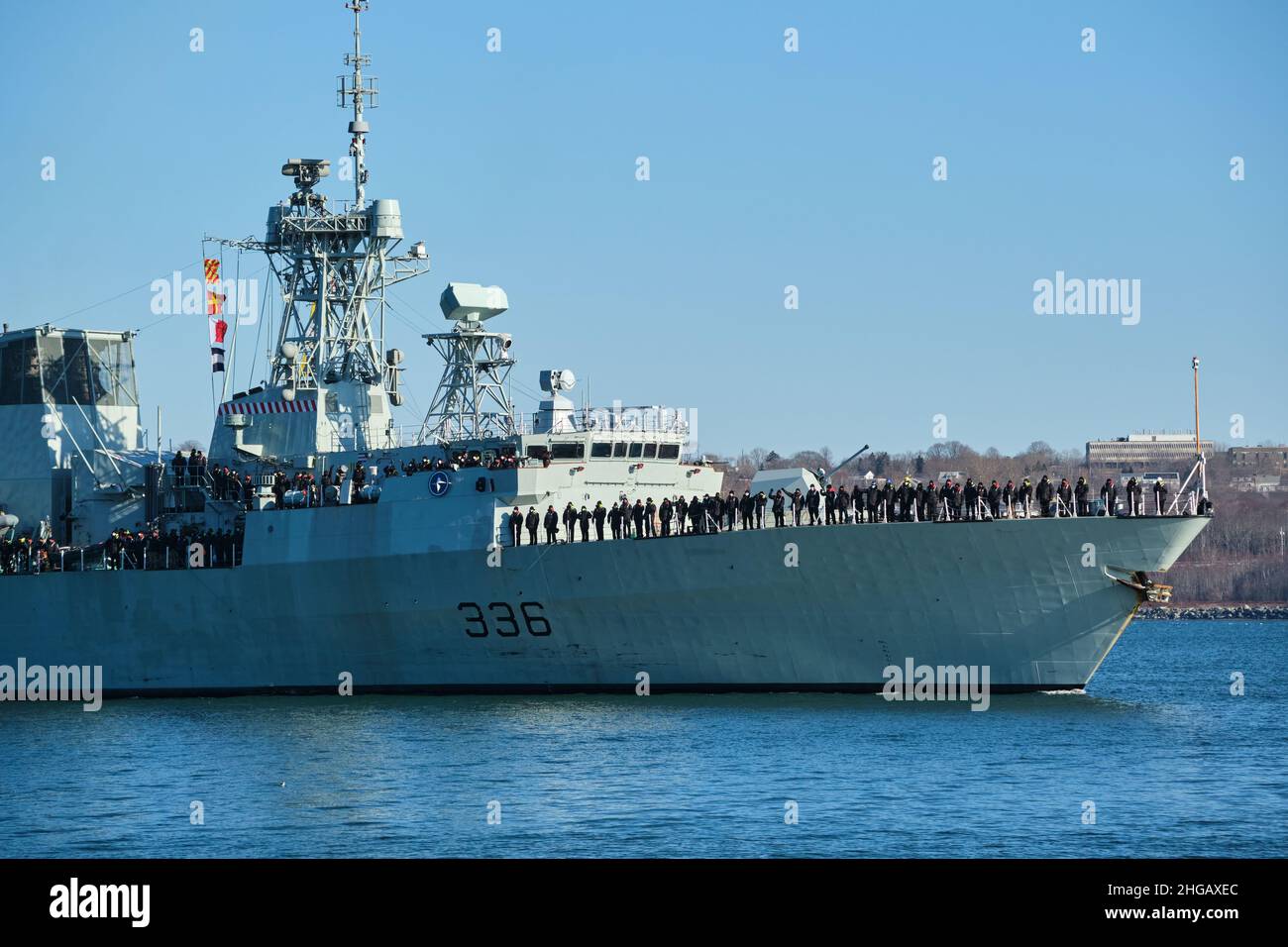 Halifax, Nova Scotia, Canada. January 19th, 2022. HMCS Montreal sails ...