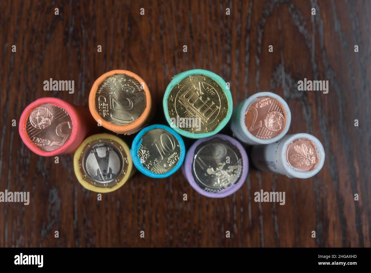 Euro coin roll hi-res stock photography and images - Alamy