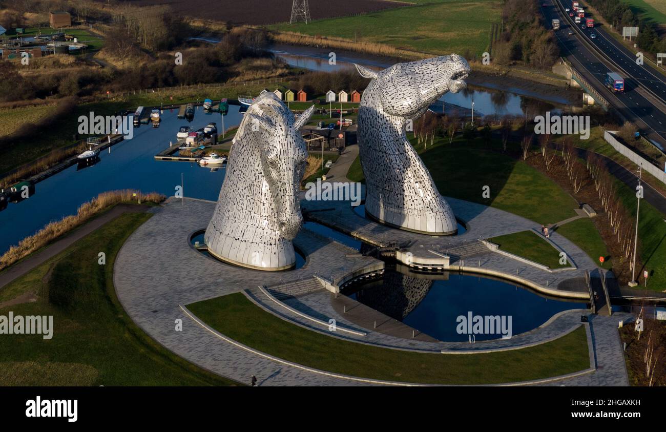Aerial view of the kelpies hi-res stock photography and images - Alamy
