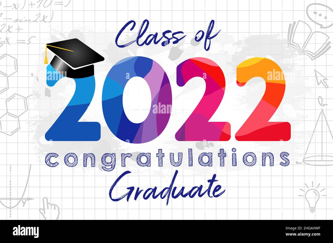 Class of 2022 year graduating greetings, congrats concept. Creative ...