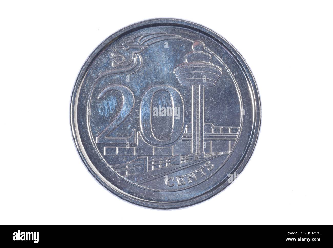Coin, 20 cents, Singapore Stock Photo - Alamy