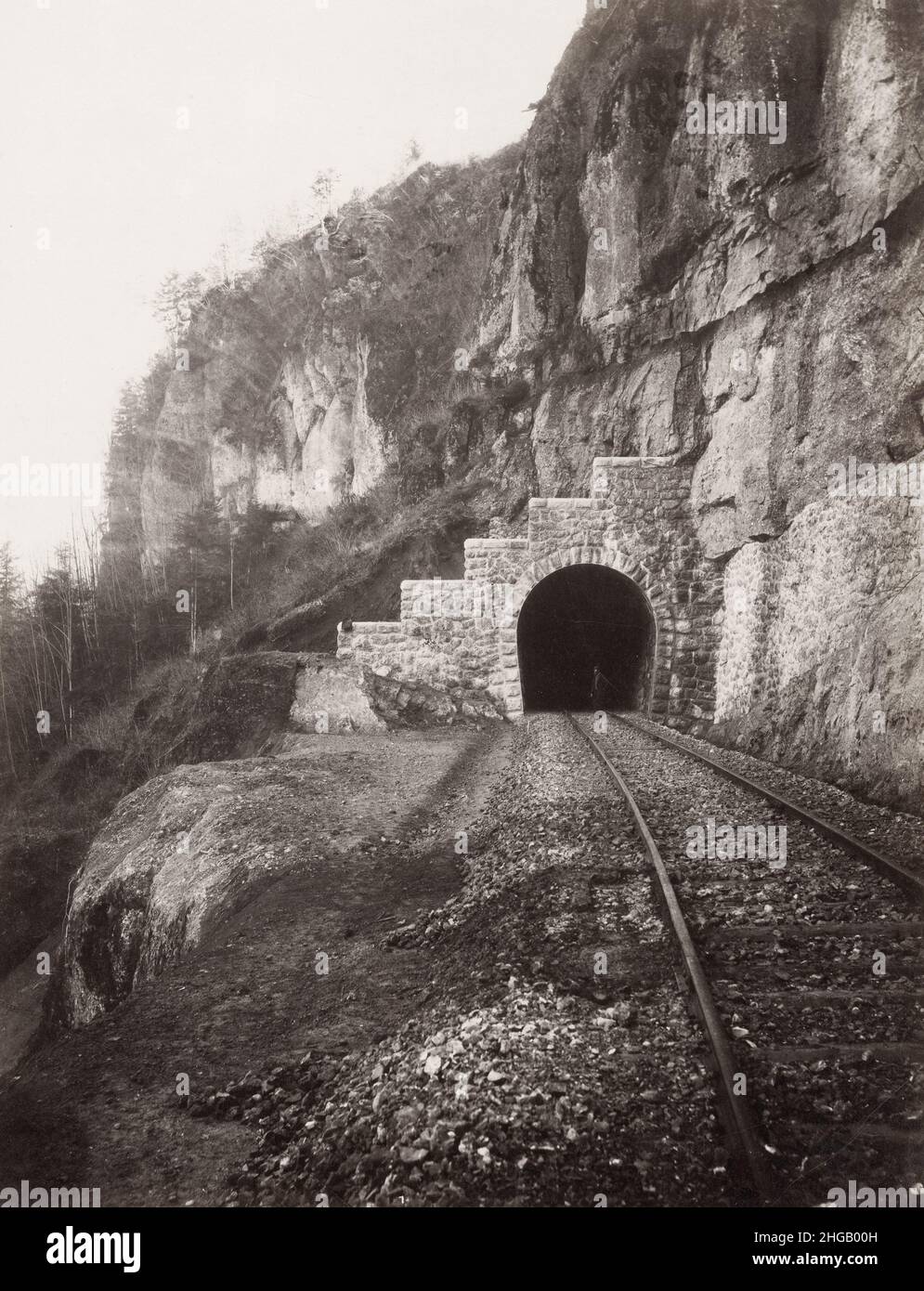 Vintage 19th century photograph - Gotthardbahn, Gotthard train tunnel ...