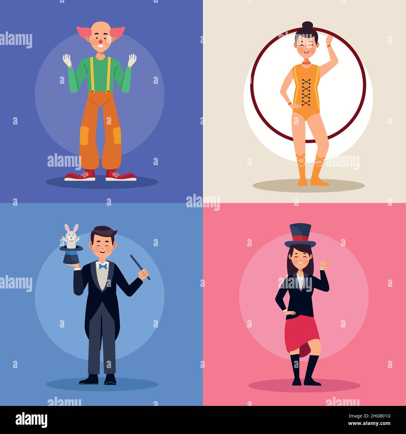 Four circus show characters hi-res stock photography and images - Alamy