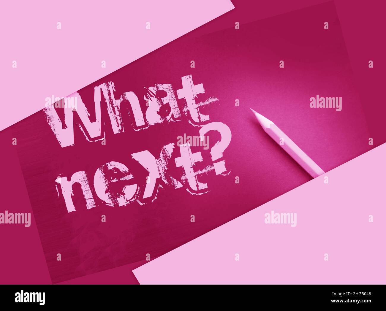 WHAT' NEXT words and yellow pencil. Expectation future plans business ...