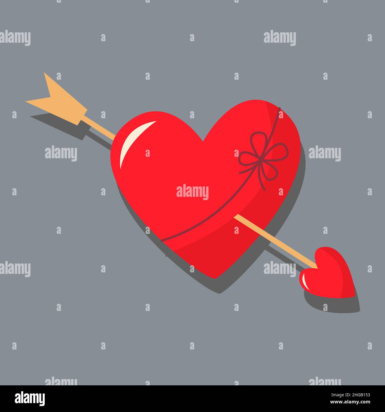 A heart with a bow and an arrow. Day of love. valentine's day. A ...