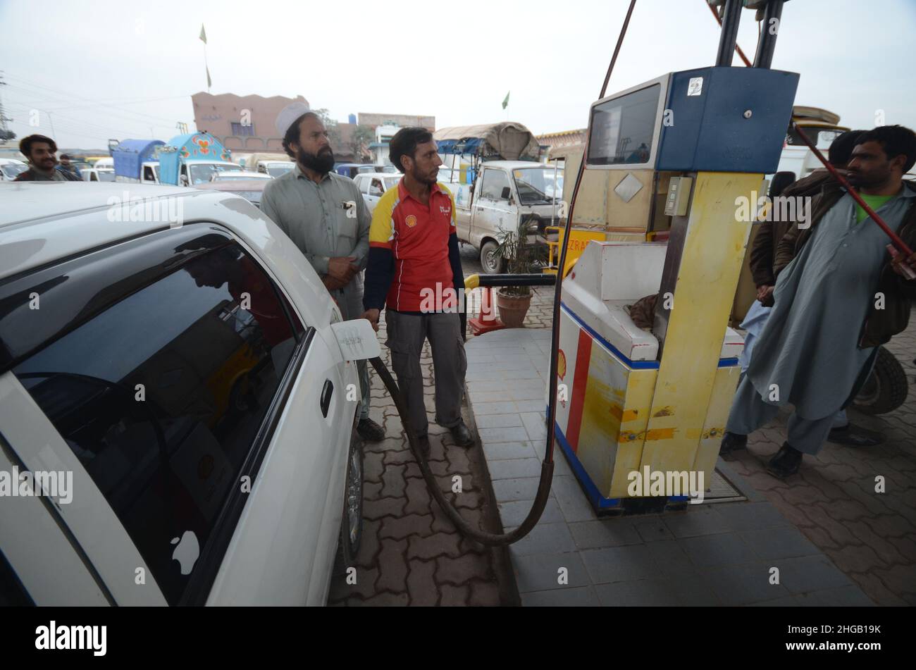 Peshawar, Pakistan. 19th Jan, 2022. A large numbers of vehicle are in ...