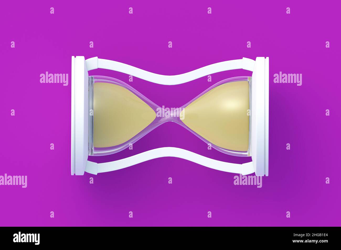 Sandglass on purple background. Vintage items. Countdown time ...