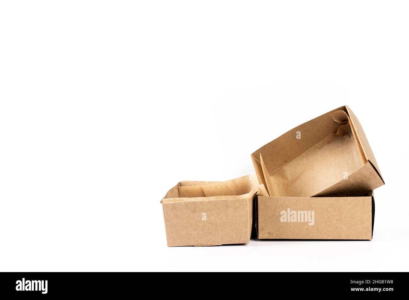 Take away food kraft paper boxes isolated on white background. Part of ...
