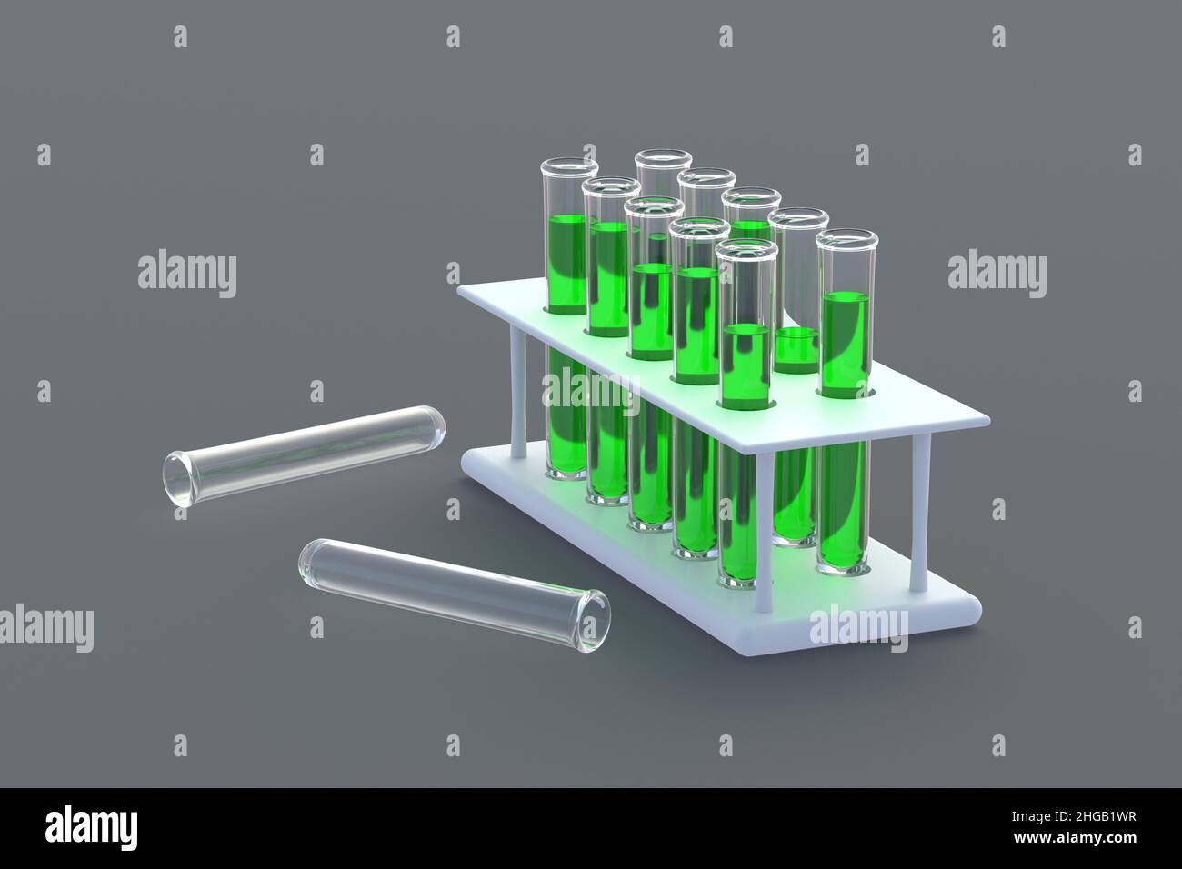Test tubes with liquid in holder. Scientific experiments. Development ...