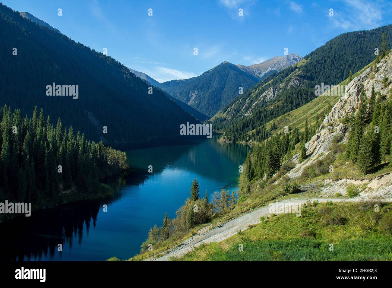 Kolsai lake in a high mountain gorge hi-res stock photography and ...