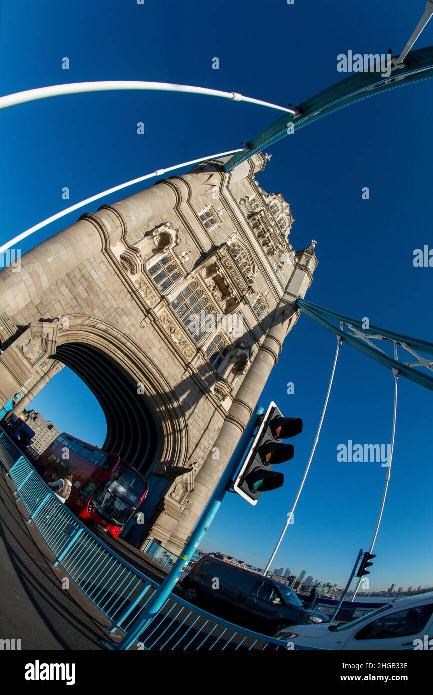 Tower Bridge, Super wide angle views. London UK Stock Photo - Alamy