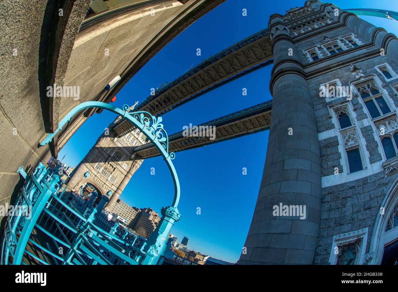 Tower Bridge, Super wide angle views. London UK Stock Photo - Alamy