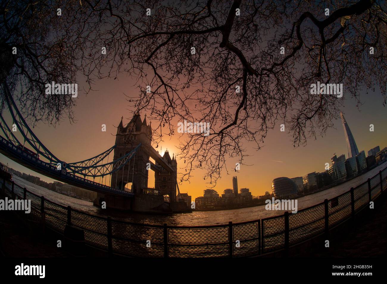 Tower Bridge, Super wide angle views. London UK Stock Photo - Alamy
