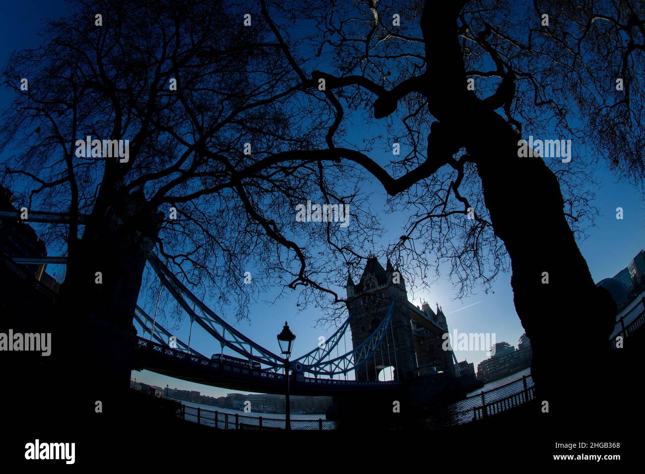 Tower Bridge, Super wide angle views. London UK Stock Photo - Alamy