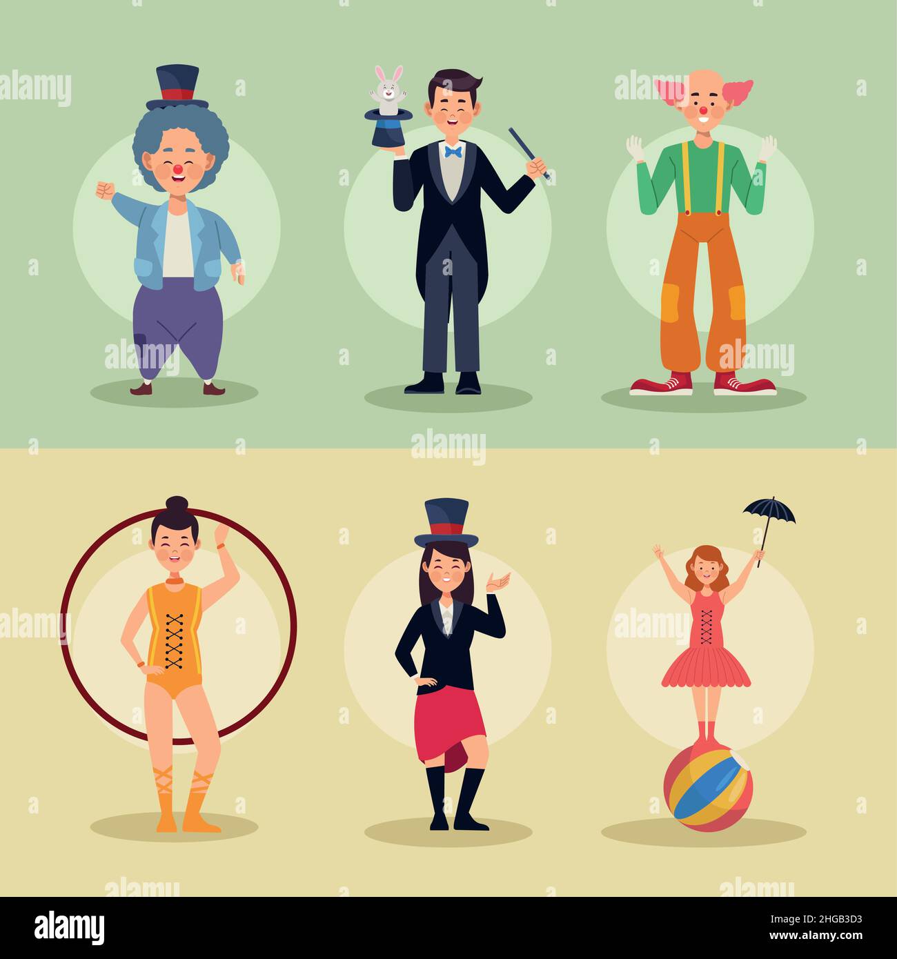 six circus show characters Stock Vector Image & Art - Alamy