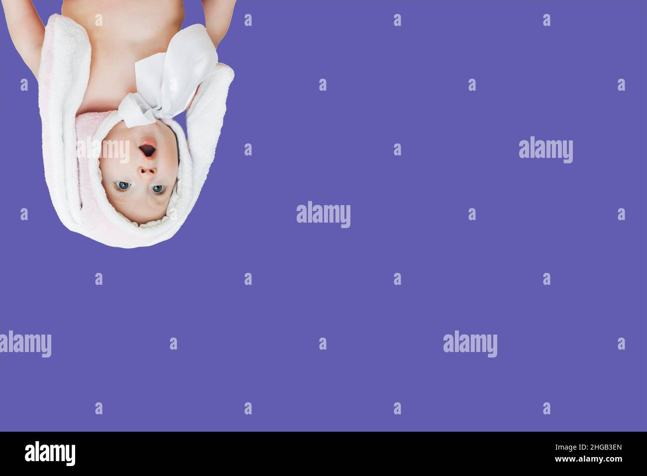 the child opened mouth in shock. Funny design with inverted image of ...