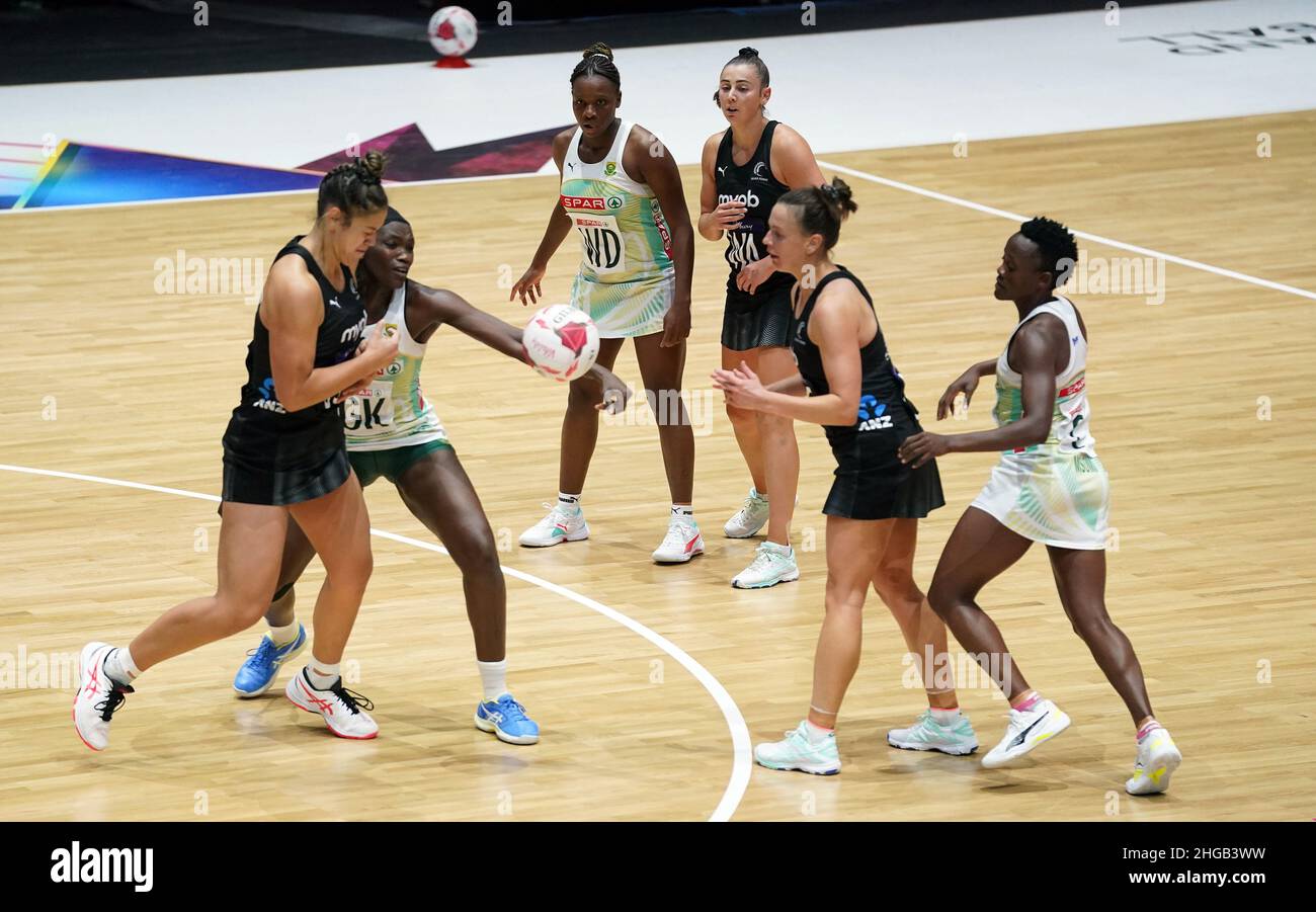 South Africa's Maweni Phumza (2nd left) during the Netball Quad Series ...