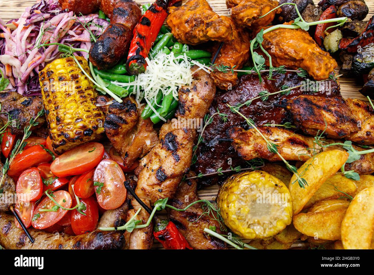 Mix meat pork beef restaurant hi-res stock photography and images - Alamy