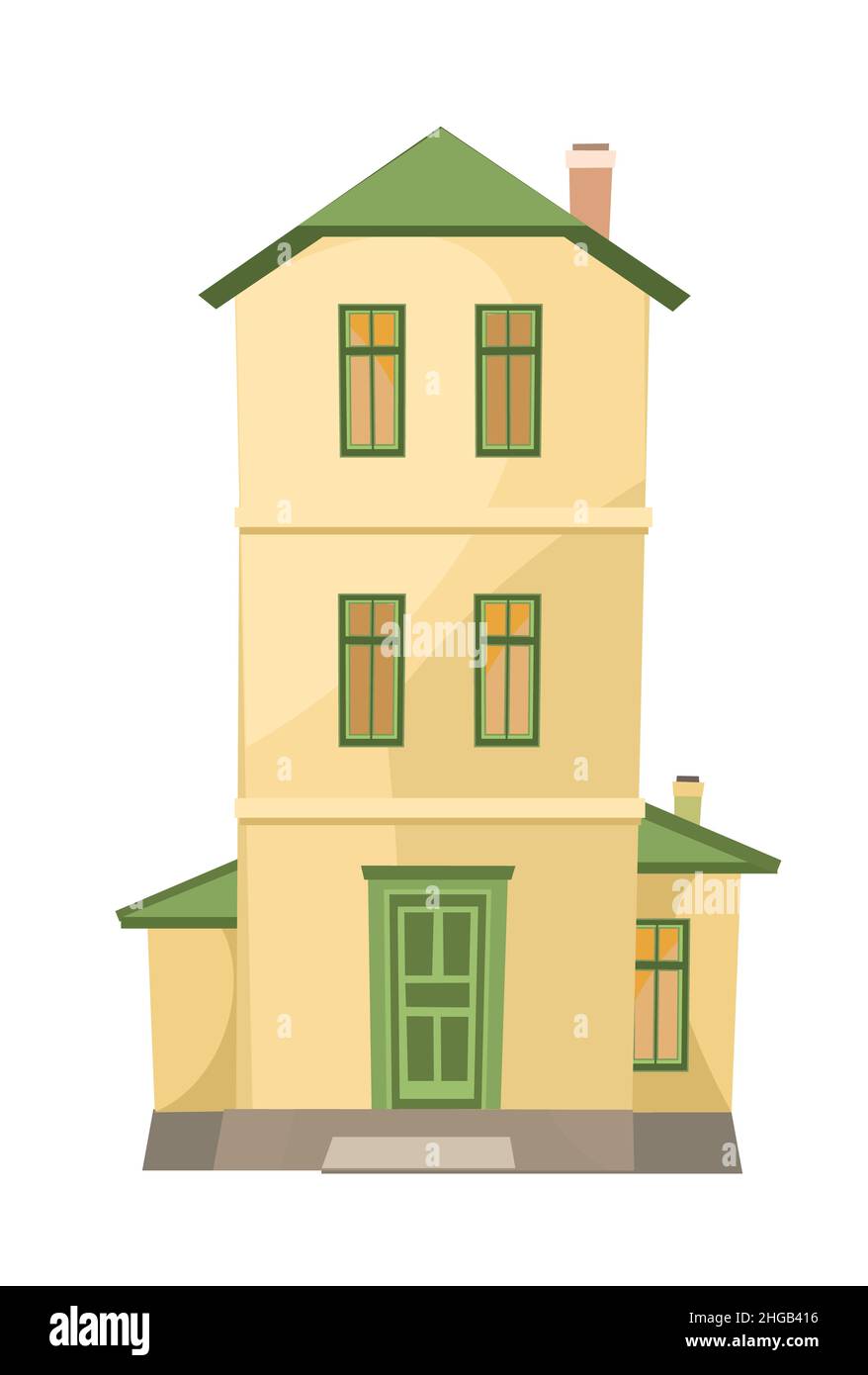 Simple Cartoon House With Garage