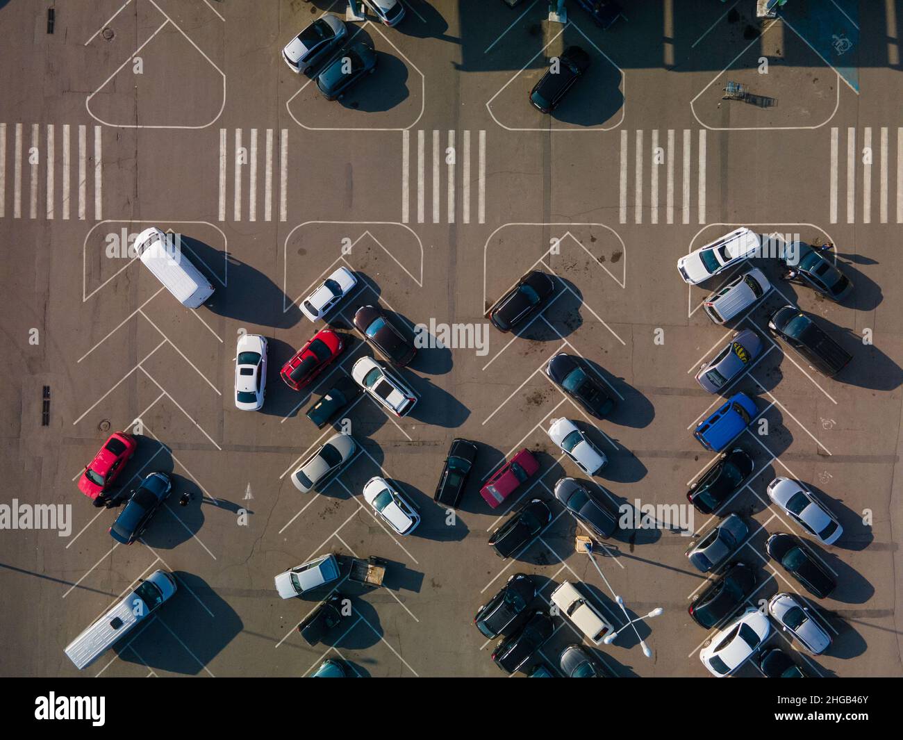 overhead view of car parking slots copy space Stock Photo - Alamy