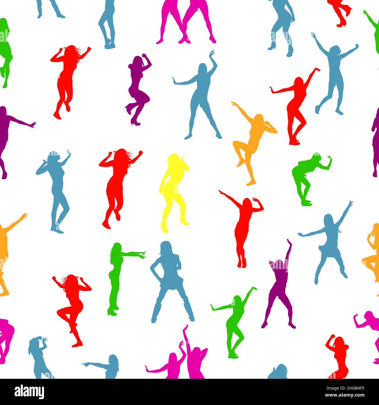Seamless background multi-colored dancing people. Vector illustration ...